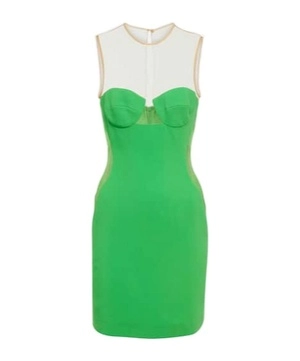Stella McCartney Mesh-paneled Crêpe Minidress - Green
