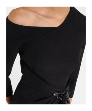 SAFIYAA LONDON Asymmetrical Sequined Crêpe Top