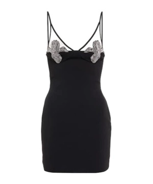 David Koma Mesh-panel Embellished Minidress - Black