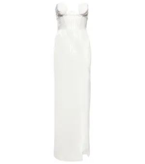 NENSI DOJAKA Bridal Sequined Gown - White
