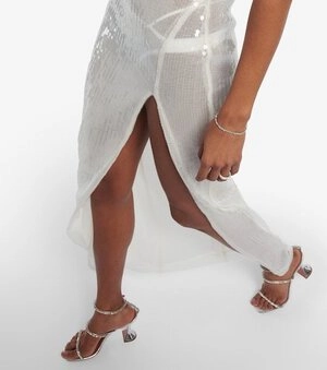 NENSI DOJAKA Strapless Sequined Gown With High Slit