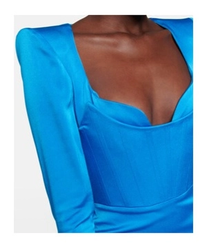 Alex Perry Crepe Gown With Dramatic Shoulders And Zipped Cuffs