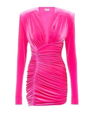 Alexandre Vauthier Ruched Velvet Minidress - Pink