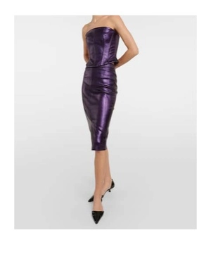 Stouls Carmen Metallic Leather Midi Skirt