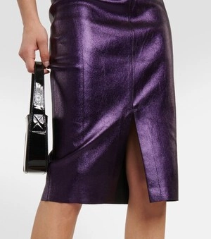 Stouls Carmen Metallic Leather Midi Skirt