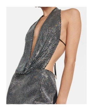 David Koma Cowl Neck Embellished Mini Dress