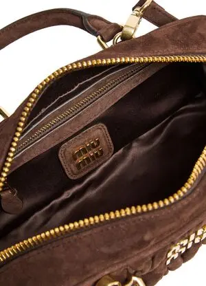 Miu Miu Small Quilted Suede Arcadie Bag