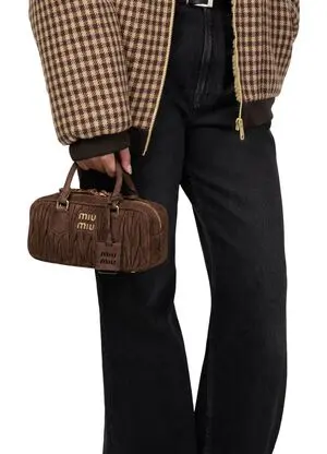 Miu Miu Small Quilted Suede Arcadie Bag