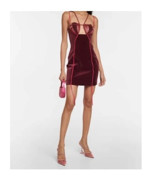 NENSI DOJAKA Cutout Velvet And Mesh Mini Dress
