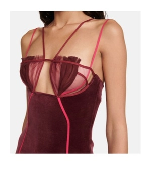 NENSI DOJAKA Cutout Velvet And Mesh Mini Dress