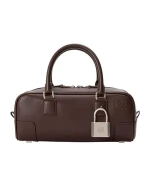 Loewe Amazona 23 Cropped Bag In Shiny Calfskin - Black