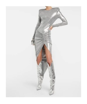Alexandre Vauthier Metallic Jersey Midi Dress