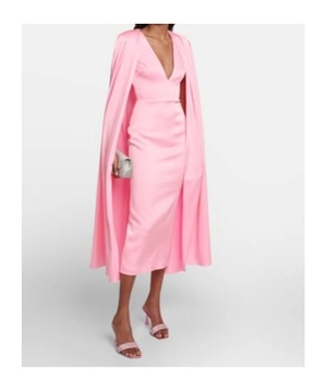 Alex Perry Crepe Shawl Cape Midi Dress