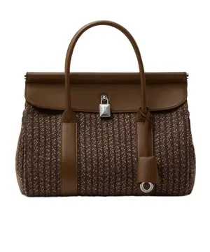 Loro Piana Loom Bag L25 - Mocha/latte/ebony/ancient Silver