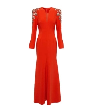 Jenny Packham V-neck Crepe Dress