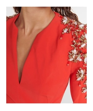 Jenny Packham V-neck Crepe Dress