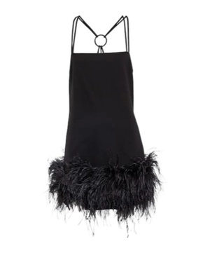Attico Fujiko Feather-trimmed Minidress - Black