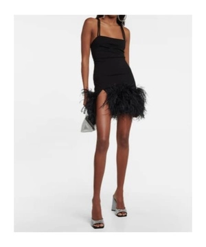 Attico Fujiko Feather-trimmed Minidress