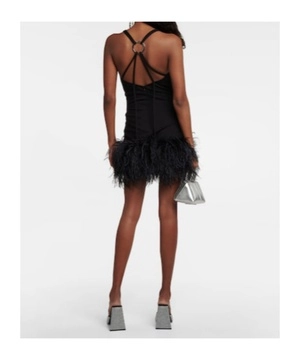 Attico Fujiko Feather-trimmed Minidress