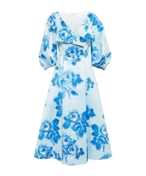 EMILIA WICKSTEAD Gabby Floral Taffeta Faille Midi Dress - Blue