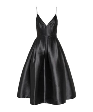 Alex Perry Pleated Silk Faille Midi Dress - Black