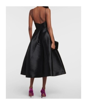 Alex Perry Pleated Silk Faille Midi Dress