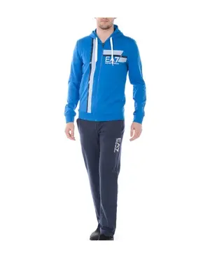 EA7 Two-piece Suit Of Zipper Sweater And Trousers Sportswear - Blue