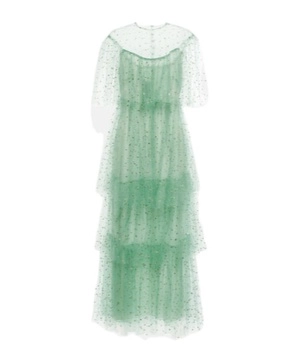 Monique Lhuillier Embellished Tulle Midi Dress - Green