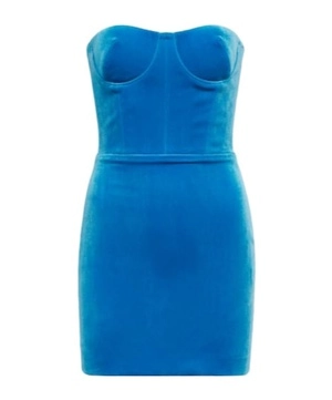 Alex Perry Roberts Strapless Velvet Minidress - Blue