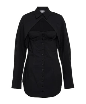 Attico Cutout Cotton-blend Minidress - Black