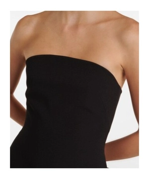 SAFIYAA LONDON Strapless Feather-trimmed Minidress
