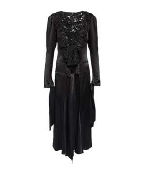 RODARTE Embellished Silk-satin Midi Dress - Black