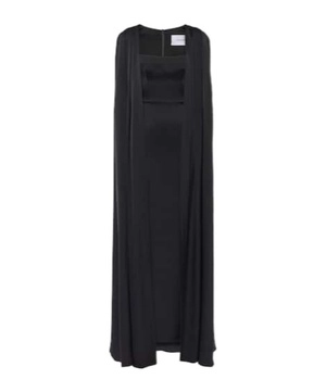 Alex Perry Caped Satin Gown - Black