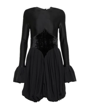 Rabanne Pleated Flared Minidress - Black