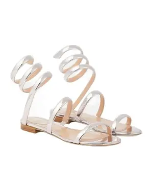 Rene Caovilla Cleo Mirrored Leather Sandals - White