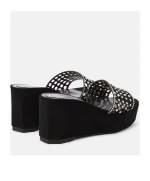 Rene Caovilla Embellished Suede Platform Slides