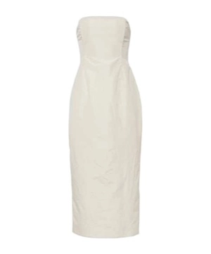 Magda Butrym Strapless Silk Taffeta Midi Dress - White