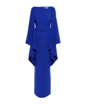 SAFIYAA LONDON Boat N Flared Belted Maxi Dress - Blue