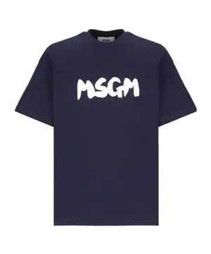 MSGM Logo-printed Crewneck T-shirt - Blue