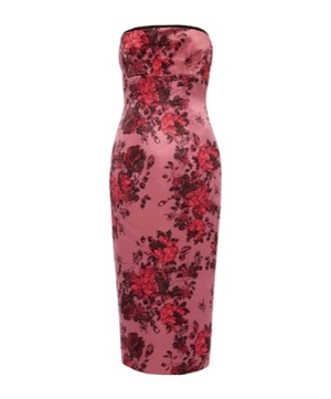 EMILIA WICKSTEAD Adalina Floral Strapless Midi Dress - Red