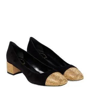 Rene Caovilla Bonnie Embellished Suede Pumps - Black