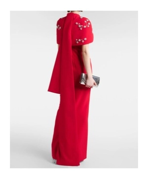 SAFIYAA LONDON Embroidered Cape Crepe Gown