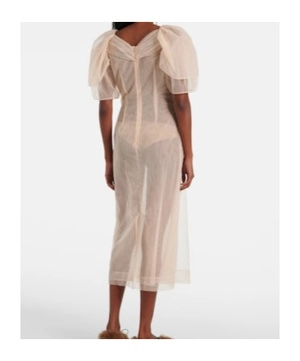 Simone Rocha Embellished Ruched Mesh Midi Dress