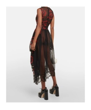 Simone Rocha Floral Embroidered Tulle Midi Dress