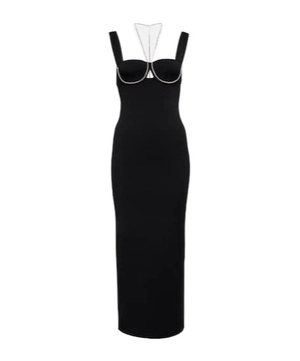 Galvan Celeste Embellished Knit Midi Dress - Black
