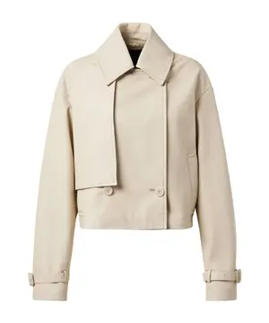 JOSEPH Long-sleeved Cropped Leather Jacket - Nude