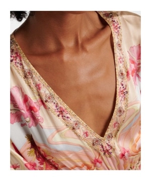 Camilla Embellished Floral Silk Kaftan