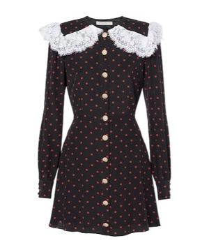 Alessandra Rich Polka-dot Lace-trimmed Silk Minidress - Black-red