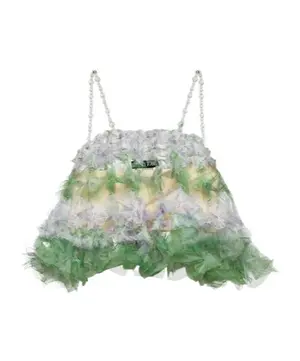 SUSAN FANG Embellished Tulle Crop Top