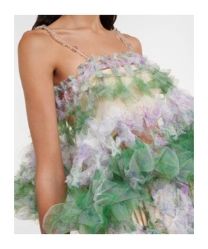 SUSAN FANG Embellished Tulle Crop Top